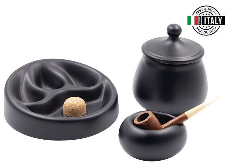 CHACOM Matte Black Pipe Stand – Elegant Ceramic Pipe Holder