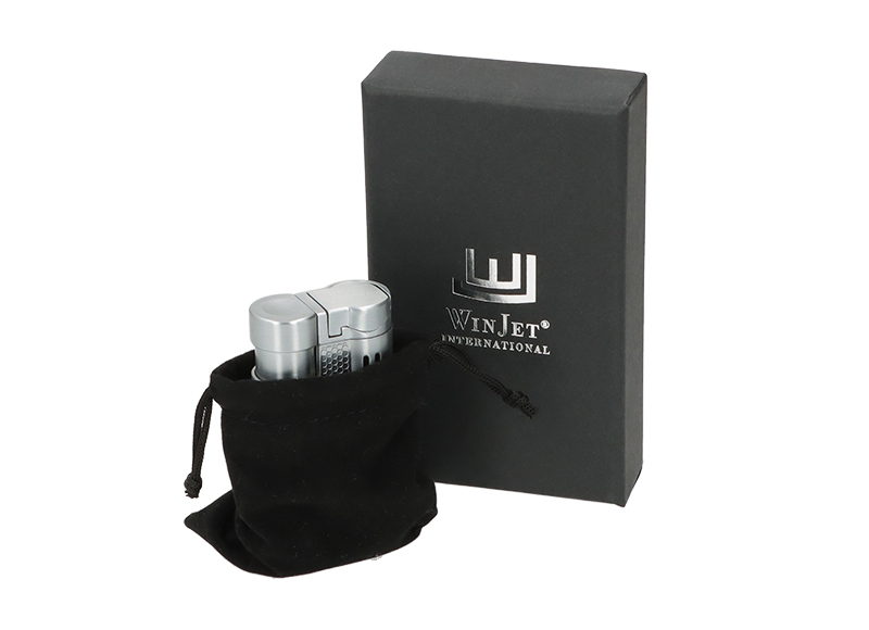 WINJET Triple Jet Cigar Lighter with 10mm Punch – Silver Finish